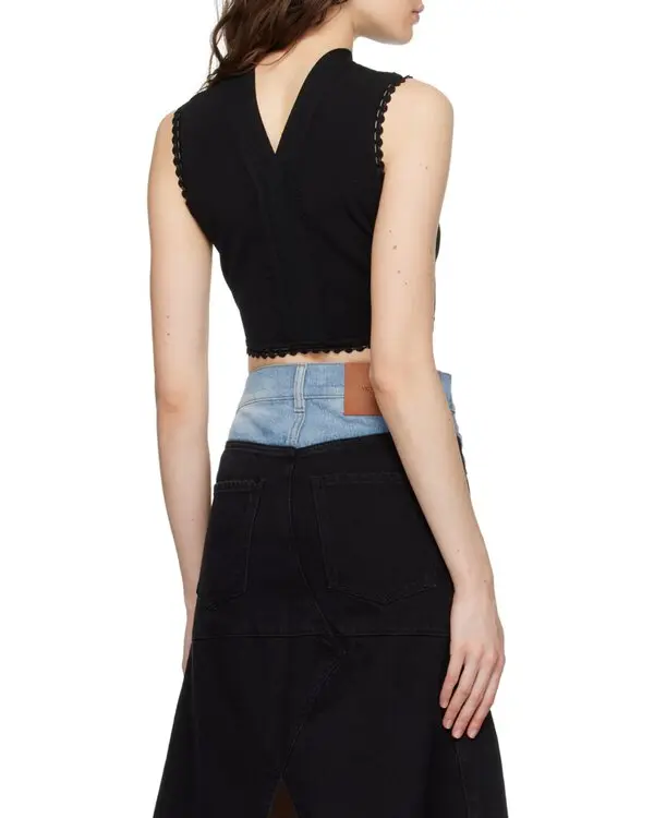 Victoria Beckham V-neck Cropped Top With Decorative Trim