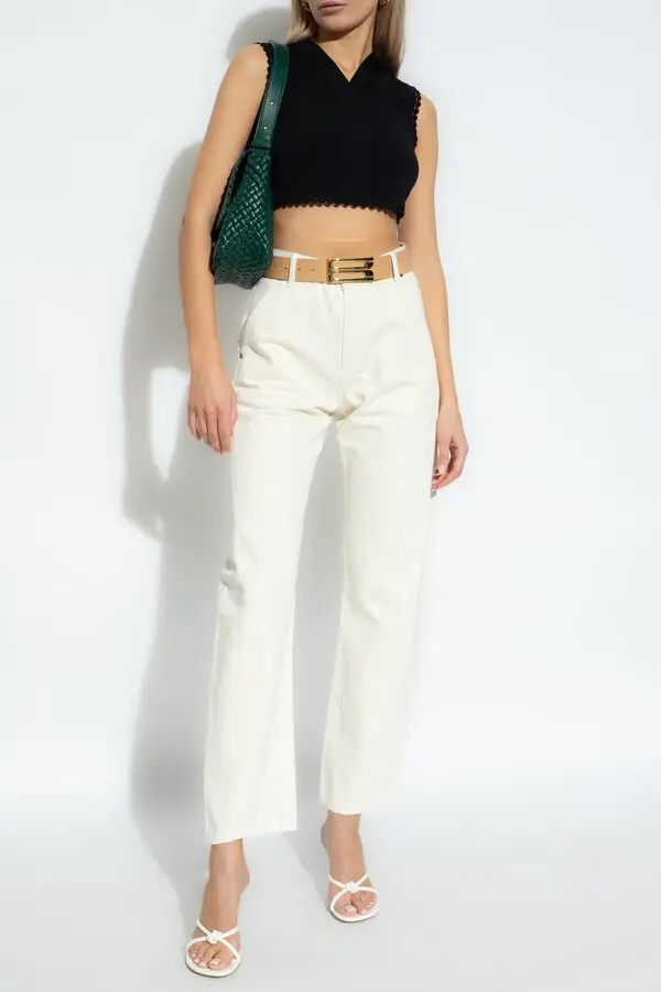 Victoria Beckham V-neck Cropped Top With Decorative Trim
