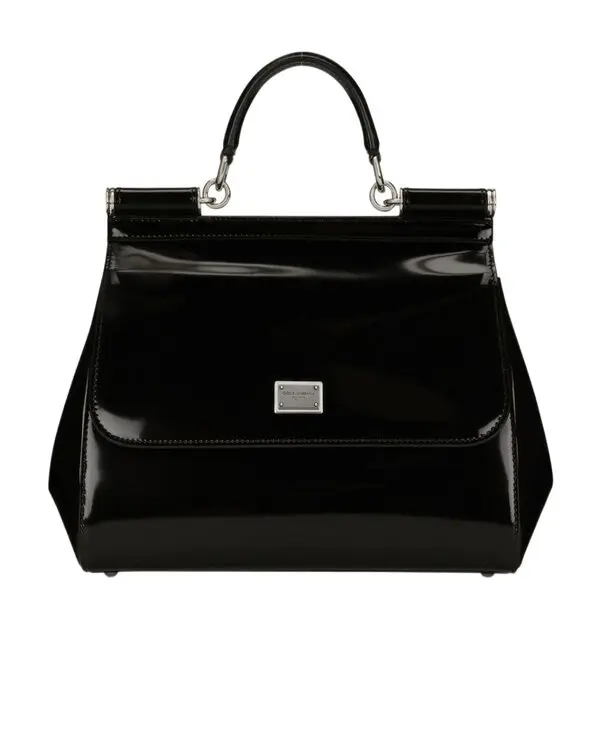 Dolce & Gabbana Logo Plaque Medium Sicily Bag - Black
