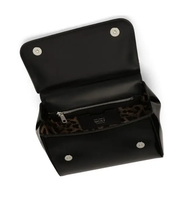 Dolce & Gabbana Logo Plaque Medium Sicily Bag - Black