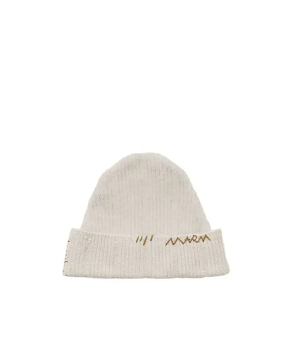 Marni Wool And Cashmere Blend Ribbed Beanie - Beige