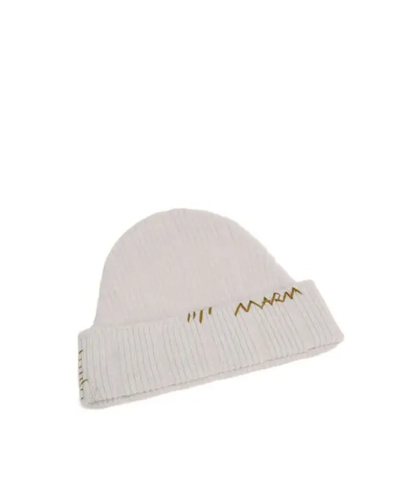 Marni Wool And Cashmere Blend Ribbed Beanie - Beige
