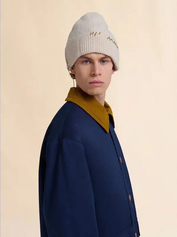 Marni Wool And Cashmere Blend Ribbed Beanie - Beige