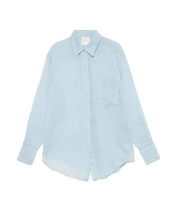 FORTE_FORTE Semi-sheer Collared Shirt
