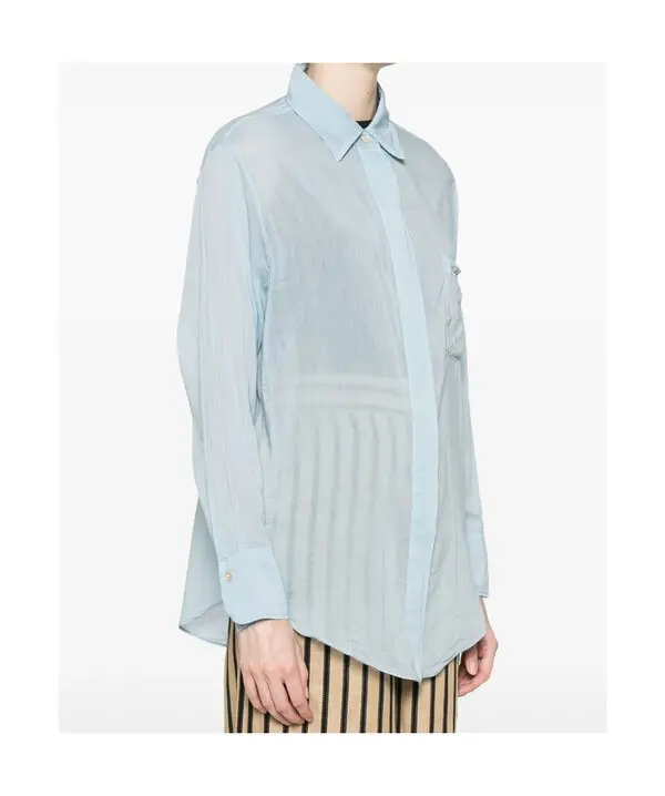 FORTE_FORTE Semi-sheer Collared Shirt