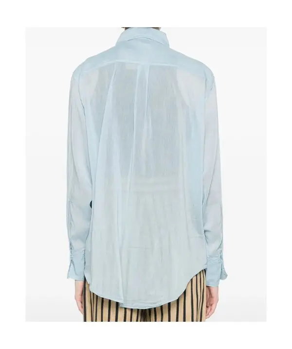 FORTE_FORTE Semi-sheer Collared Shirt