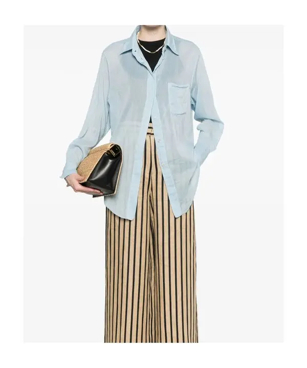 FORTE_FORTE Semi-sheer Collared Shirt