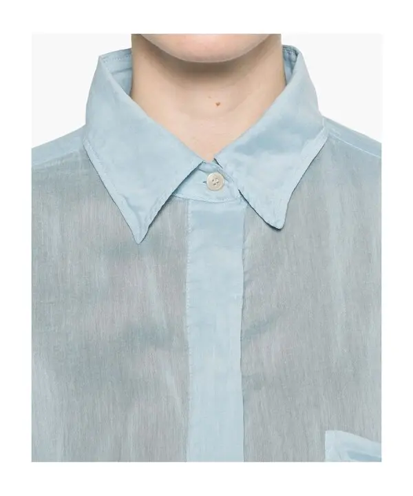 FORTE_FORTE Semi-sheer Collared Shirt