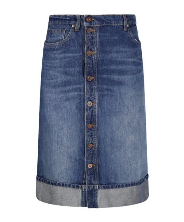 Victoria Beckham Mid-rise Denim Midi Skirt - Blue