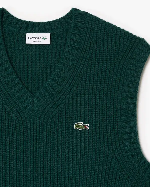 Lacoste Sleeveless V-neck Wool Vest