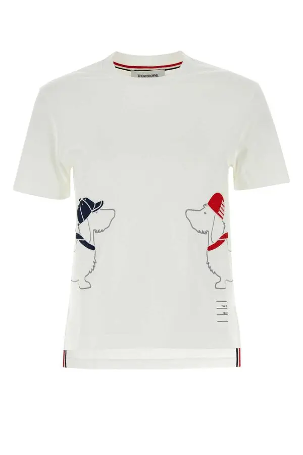 Thom Browne Crewneck T-shirt With Dog Embroidery