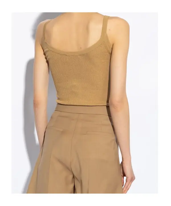Max Mara Gallura Ribbed Knit V-neck Camisole - Camel