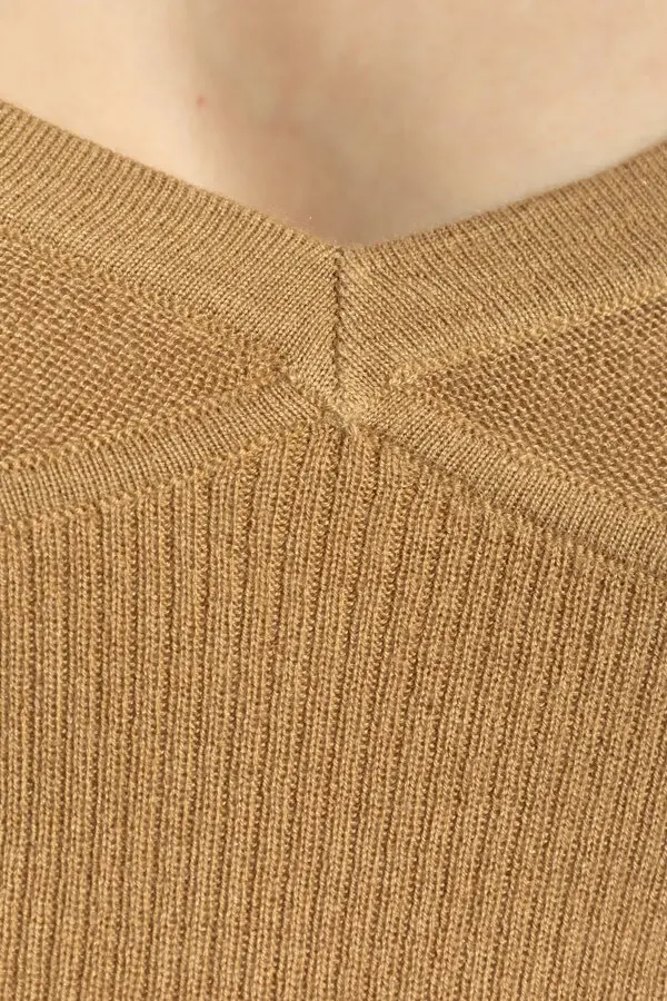 Max Mara Gallura Ribbed Knit V-neck Camisole - Camel