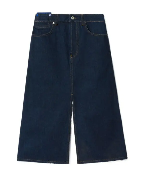 Burberry Japanese Front-slit Denim Midi Skirt - Blue