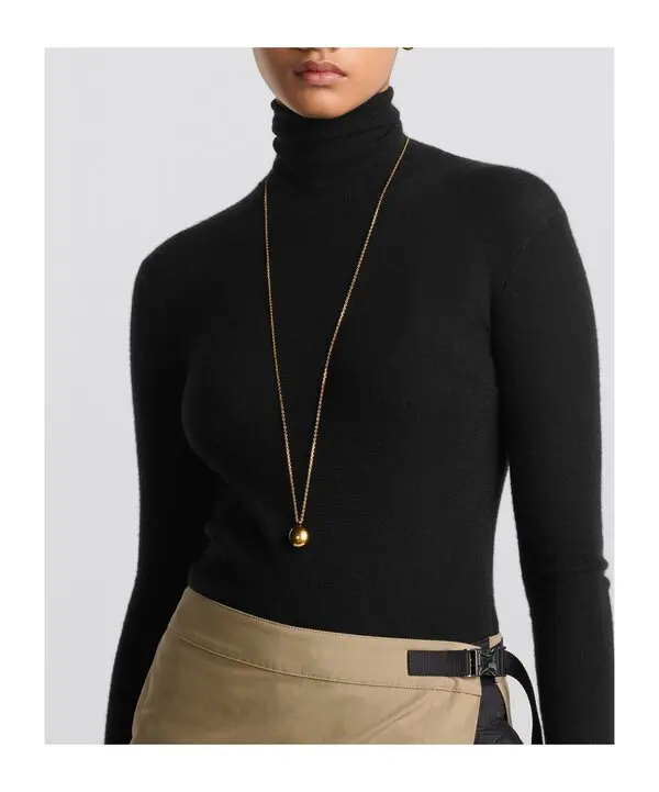 Dior Embroidered Bee Ribbed Turtleneck Sweater
