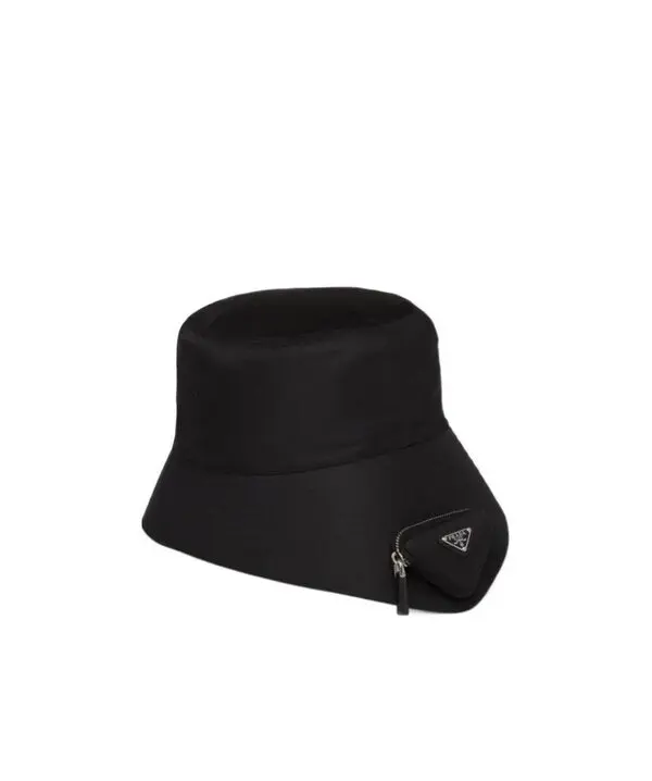 Prada Pouch Detailed Bucket Hat - Black