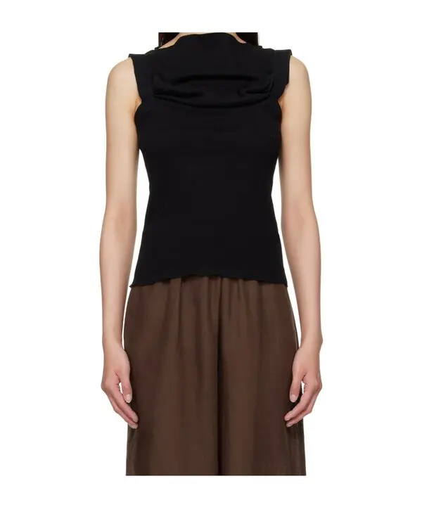 BASERANGE Sleeveless Ribbed Tank Top With Ruffle Trim