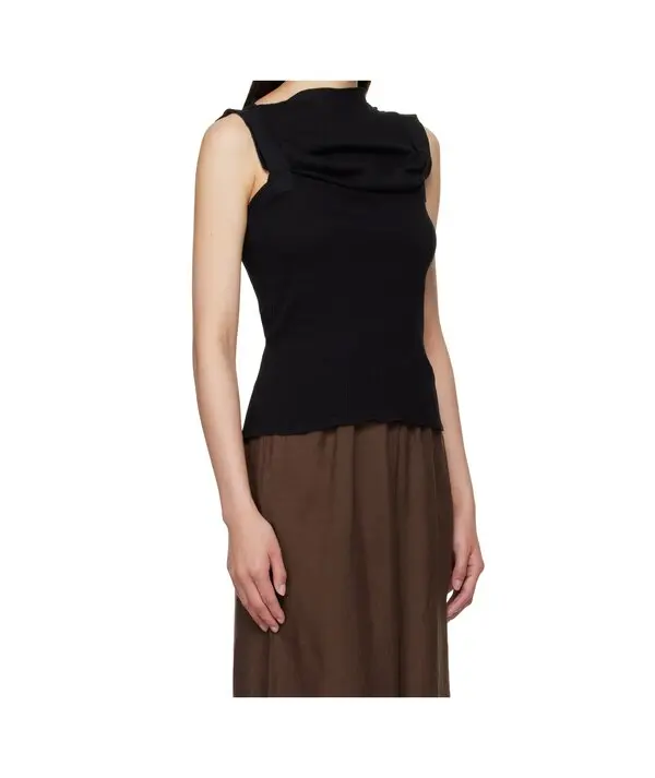 BASERANGE Sleeveless Ribbed Tank Top With Ruffle Trim