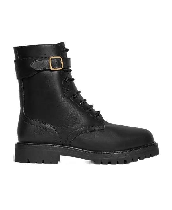 Celine Round Head Buckled Zip Up Boots