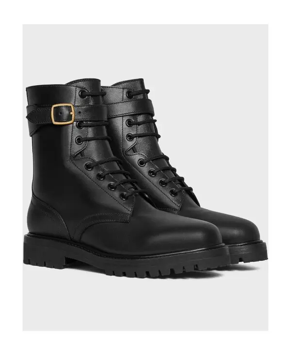 Celine Round Head Buckled Zip Up Boots