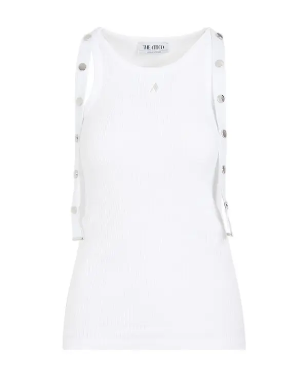 Attico Stud Detail Cotton Tank Top - White