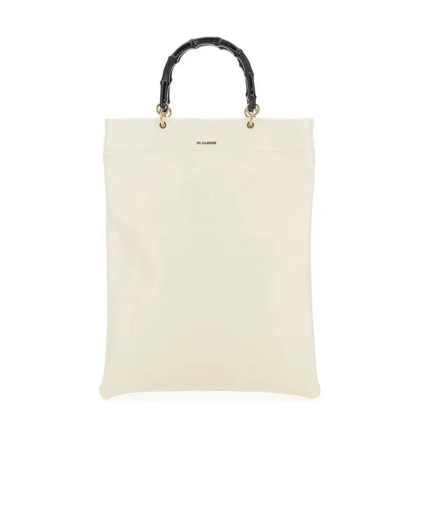 JIL SANDER Logo Croc Effect Tote Bag - White