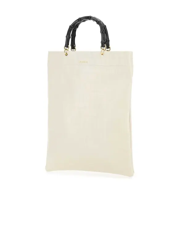 JIL SANDER Logo Croc Effect Tote Bag - White