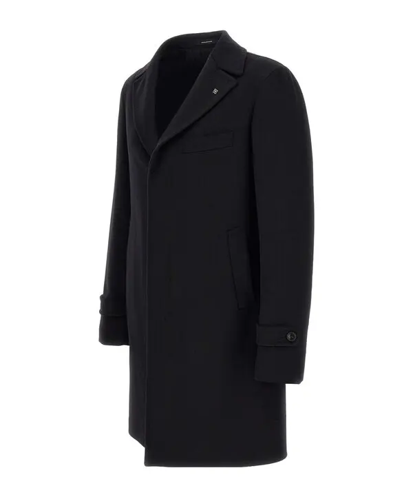 Tagliatore Single-breasted Coat With Pointed Collar - Black
