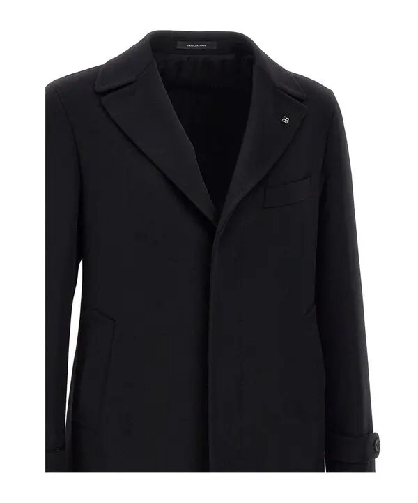 Tagliatore Single-breasted Coat With Pointed Collar - Black