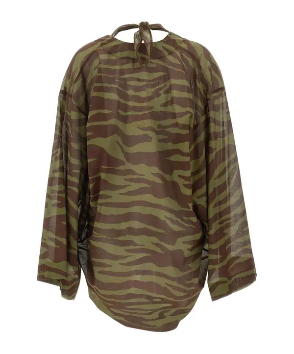 Attico V-neck Printed Halterneck Mini Dress