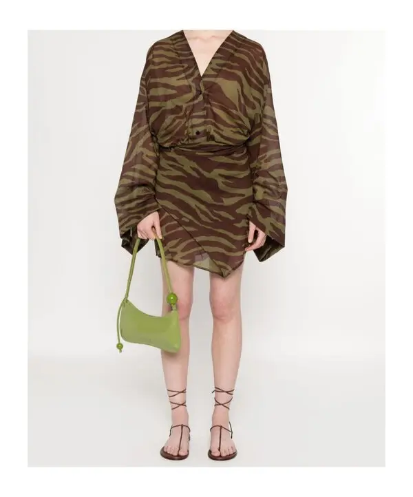 Attico V-neck Printed Halterneck Mini Dress