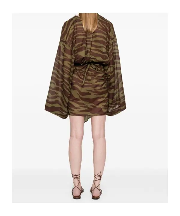 Attico V-neck Printed Halterneck Mini Dress