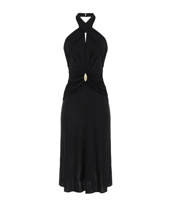 Elisabetta Franchi Crossover Gathered Sleeveless Midi Dress
