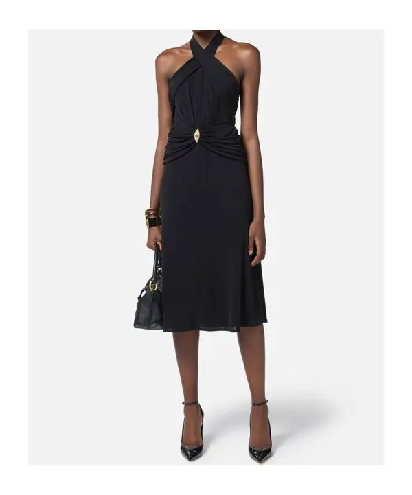 Elisabetta Franchi Crossover Gathered Sleeveless Midi Dress