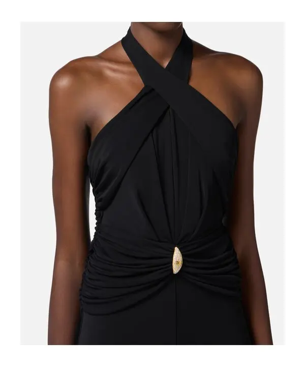 Elisabetta Franchi Crossover Gathered Sleeveless Midi Dress