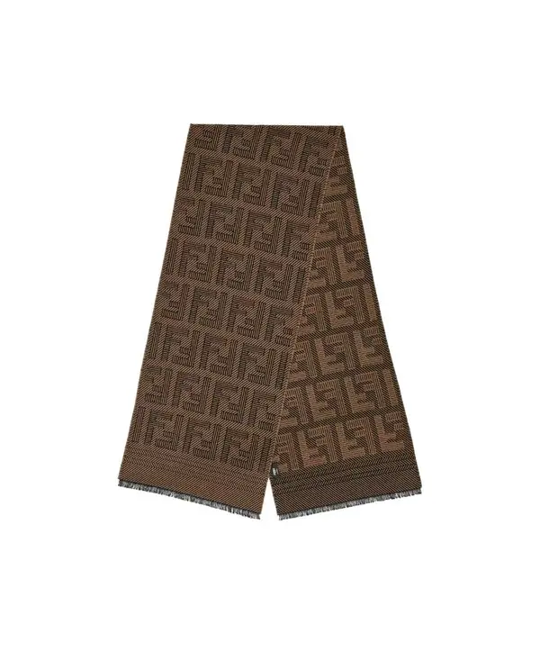 Fendi Ff Monogrammed Scarf - Brown