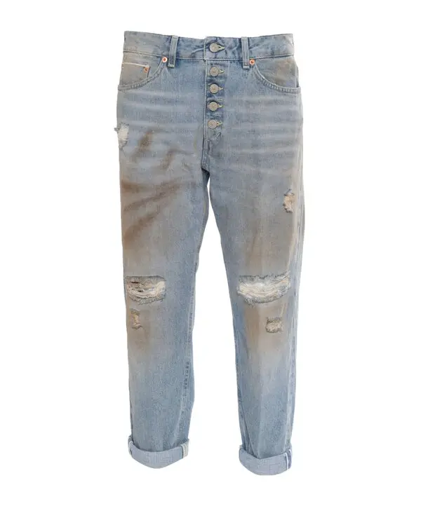 DONDUP Koons Tapered Distressed Jeans - Gray