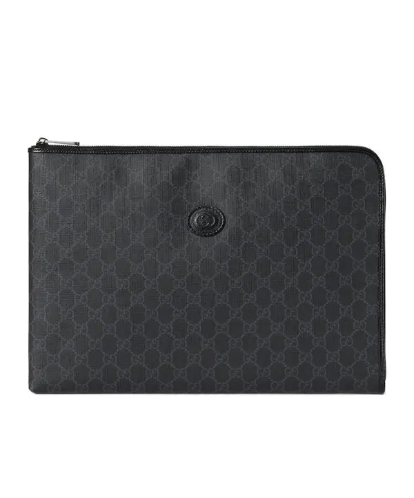 Gucci Monogrammed Zip Wallet - Black