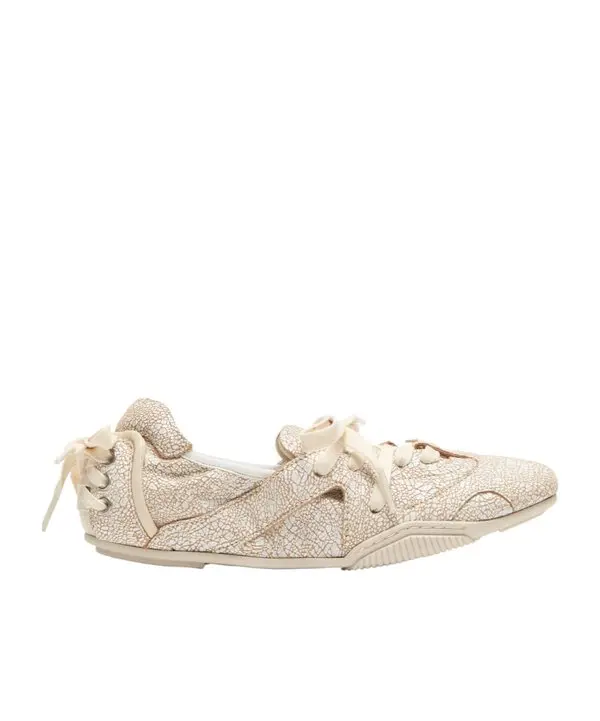 Acne Studios Cracked Lace-up Ballet Flats - Nude