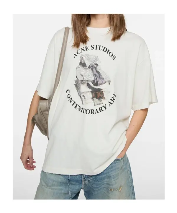 Acne Studios Logo Printed Crewneck T-shirt - Off White