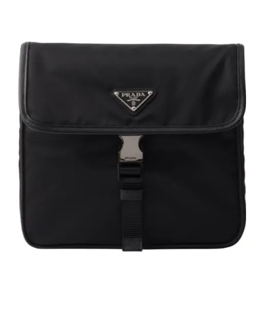 Prada Re-nylon And Saffiano Leather Shoulder Bag - Black