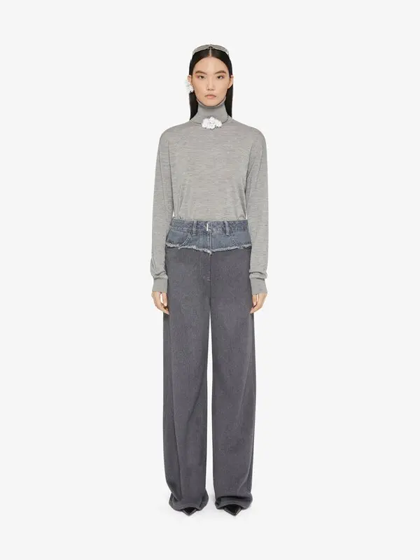 Givenchy Oversized Mixed Denim And Flannel Jeans