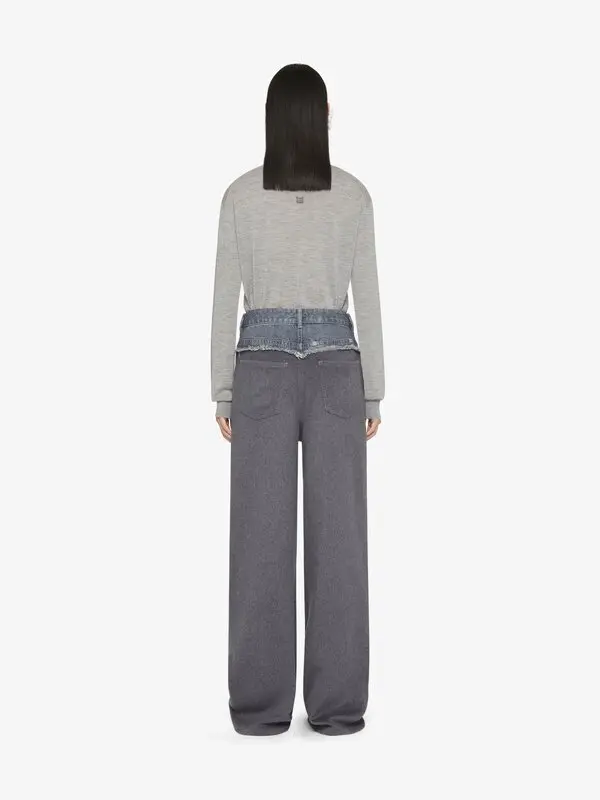 Givenchy Oversized Mixed Denim And Flannel Jeans