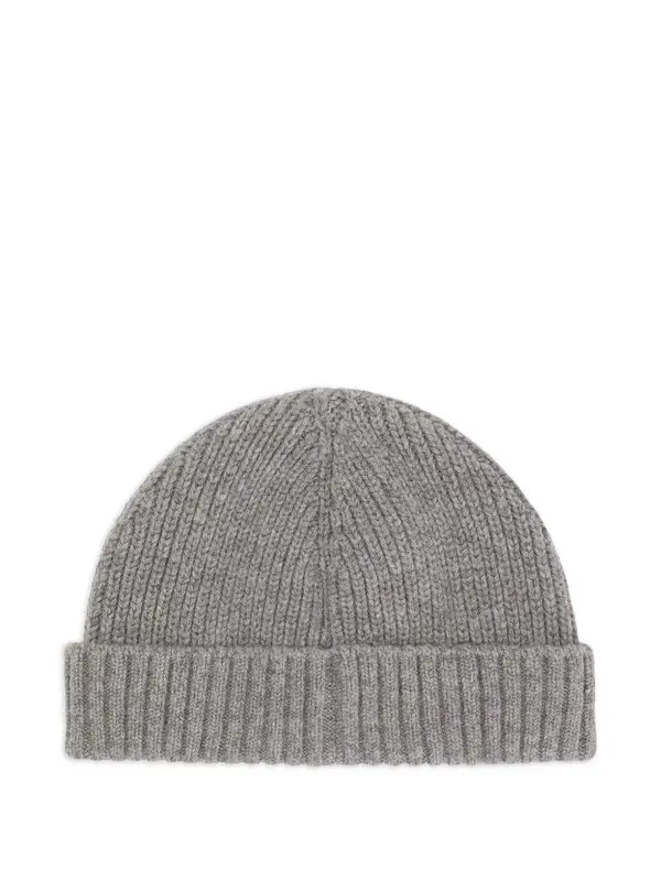 Dolce & Gabbana Ribbed Logo Plaque Beanie Hat - Gray