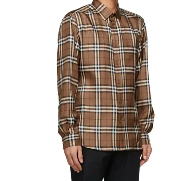 Burberry Slim Fit Check Stretch Cotton Shirt