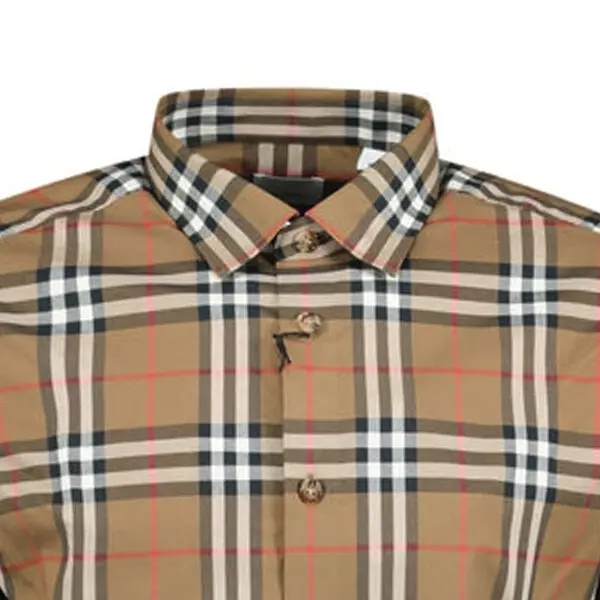 Burberry Slim Fit Check Stretch Cotton Shirt