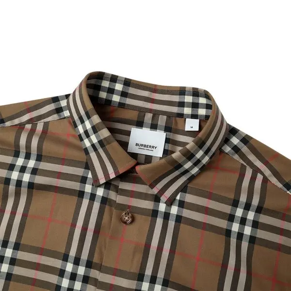 Burberry Slim Fit Check Stretch Cotton Shirt
