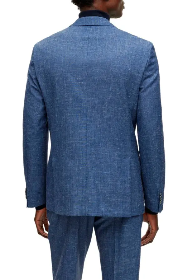 Hugo Boss Long-sleeved Coat, Belt Loop Pants, Suit Set - Blue