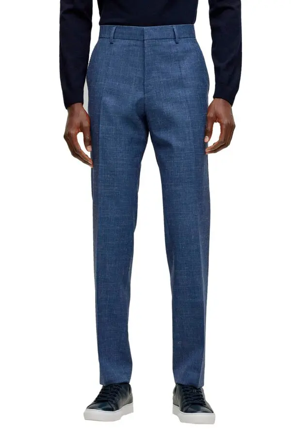 Hugo Boss Long-sleeved Coat, Belt Loop Pants, Suit Set - Blue