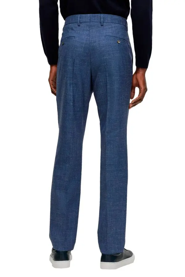 Hugo Boss Long-sleeved Coat, Belt Loop Pants, Suit Set - Blue